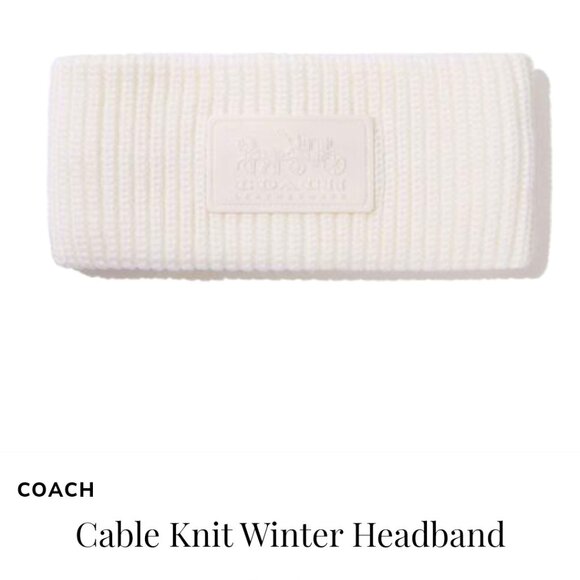 Coach | Accessories | Coach Chunky Cable Knit Headband White Cream ...